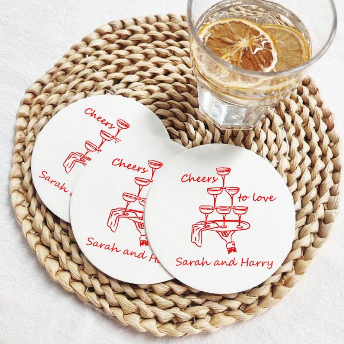 Martini Ivory Cocktail Coasters, Personalized Wedding Coasters, Custom ...