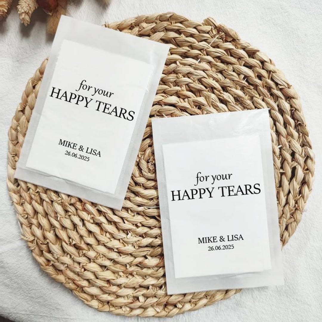 Happy Tears Tissue Packs, Personalized Wedding Tissue Packs, Confetti ...