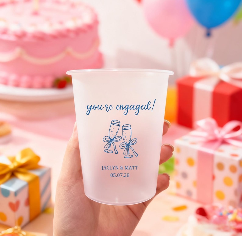 Personalized Engagement Party Cups, Custom Party Favors - Etsy
