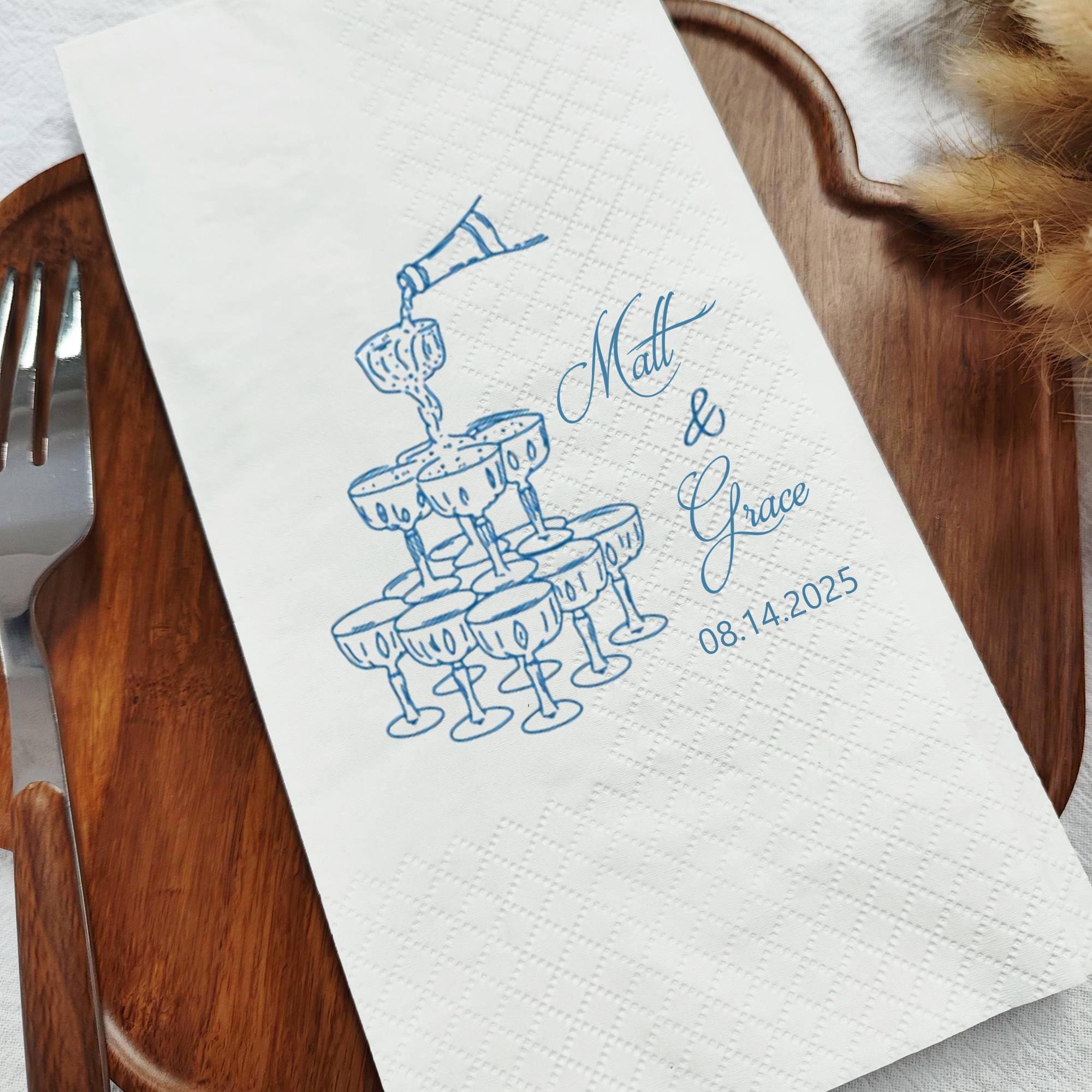 Personalized Napkins for Wedding Reception, Custom Champagne Tower ...