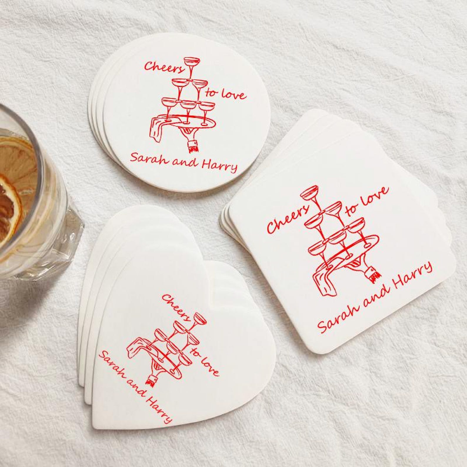 Martini Ivory Cocktail Coasters, Personalized Wedding Coasters, Custom ...