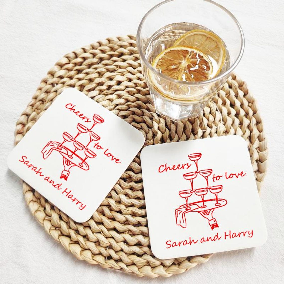 Martini Ivory Cocktail Coasters, Personalized Wedding Coasters, Custom ...