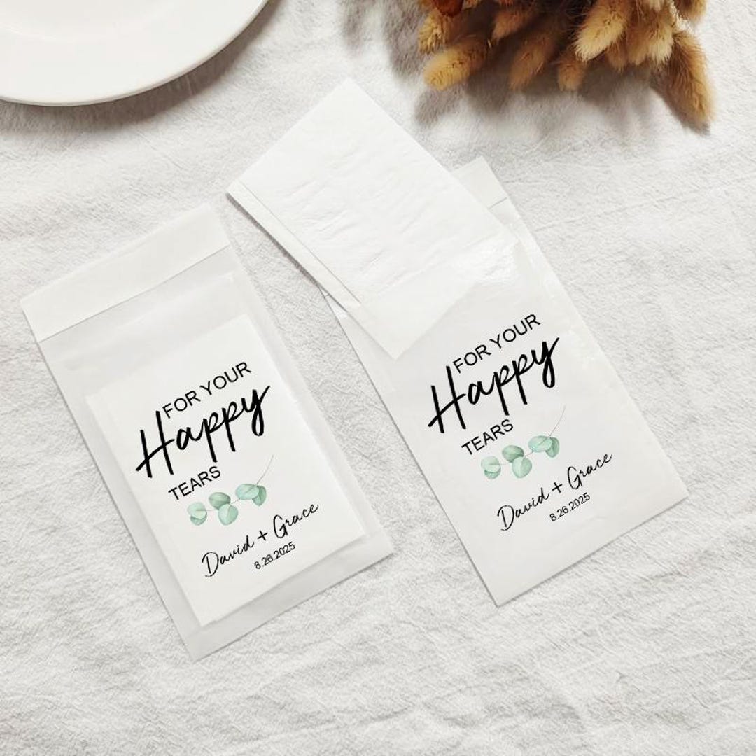 Personalized Wedding Tissue Packs, Happy Tears Facial Tissue Packs ...
