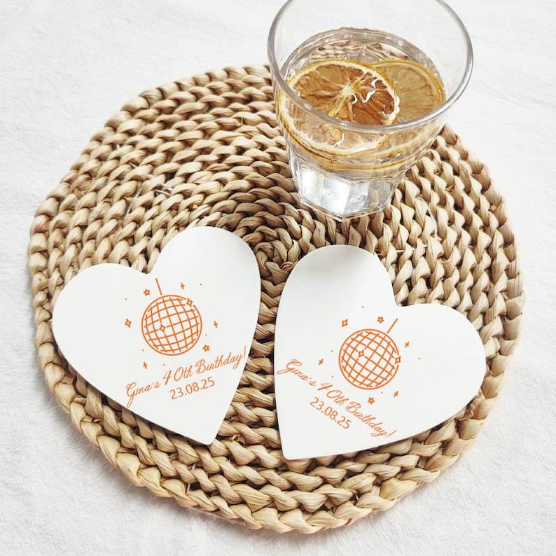 Custom Disco Ball Paper Coasters, Personalized Birthday Coasters, 8 ...