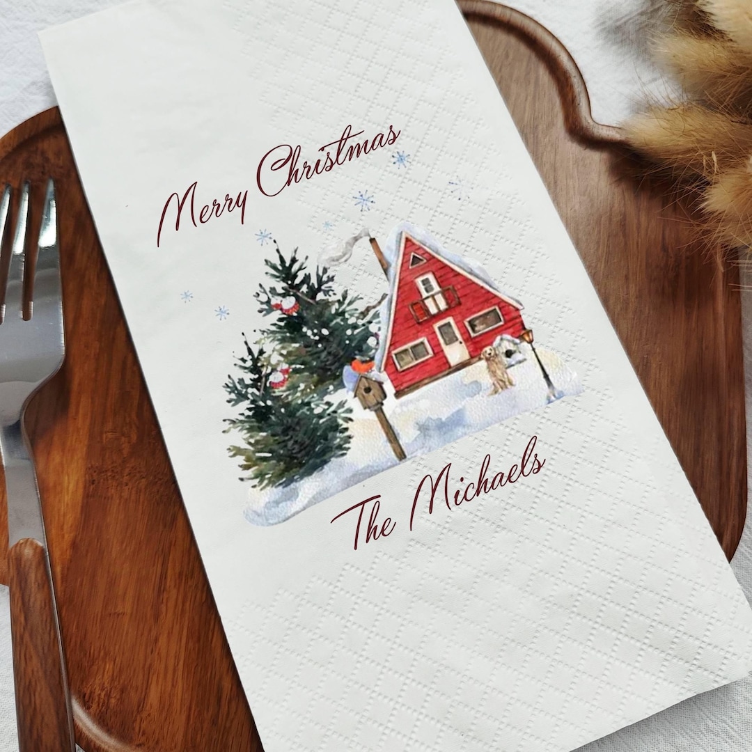 Personalized Christmas Napkins, Christmas Eve Dinner Napkins, Custom ...