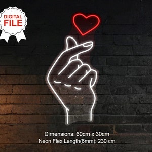 Finger Heart Neon Sign SVG File - Digital Download for CNC, Laser ...