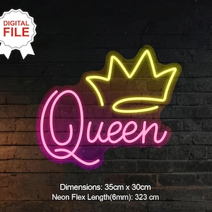 Queen Neon Sign Digital File for CNC Router, Single & Double Line ...
