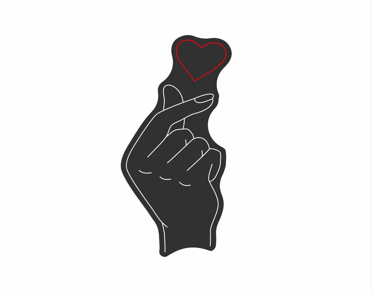 Finger Heart Neon Sign SVG File - Digital Download for CNC, Laser ...