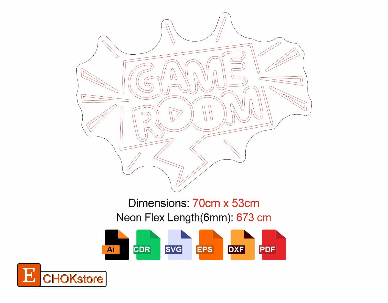 Neon Flex Sign "game Room" Sign SVG File, Vector, Design, SVG, Cdr, Dxf ...