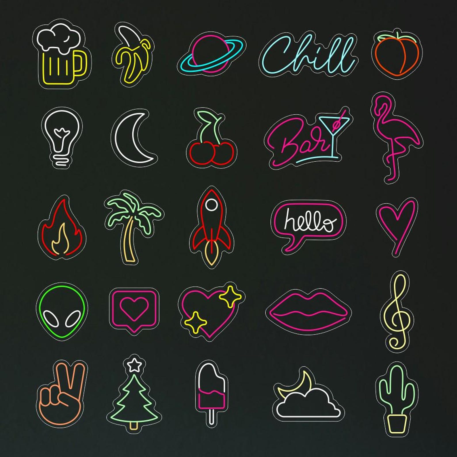 Neon Sign Collection | 25 Digital Files for CNC & Led Flex | SVG DXF Ai ...