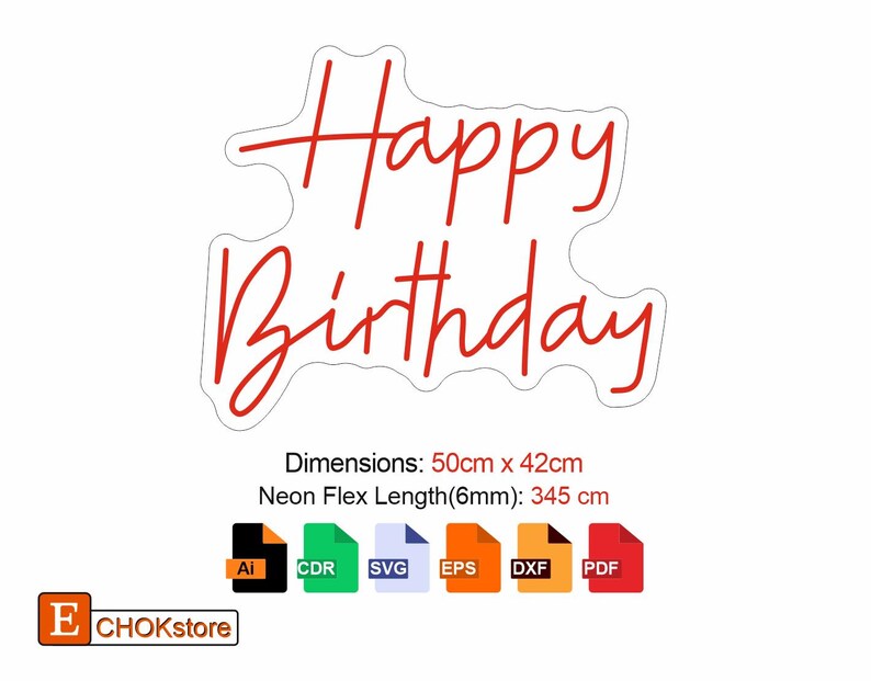 Neon Flex Sign "happy Birthday" Sign SVG File, Vector, Design, SVG, Cdr ...