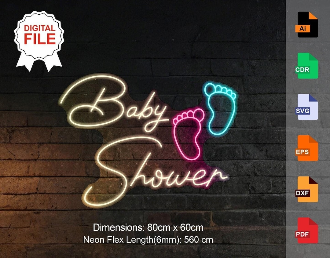 Baby Shower Neon Sign Design | Digital File for CNC & LED Neon Flex ...