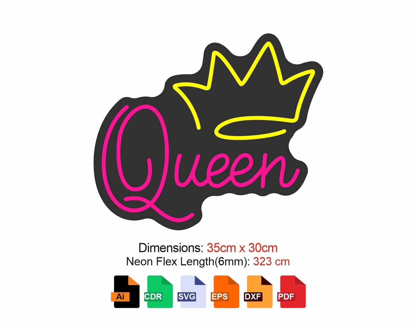 Queen Neon Sign Digital File for CNC Router, Single & Double Line ...