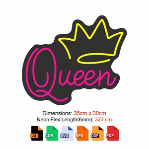 Queen Neon Sign Digital File for CNC Router, Single & Double Line ...