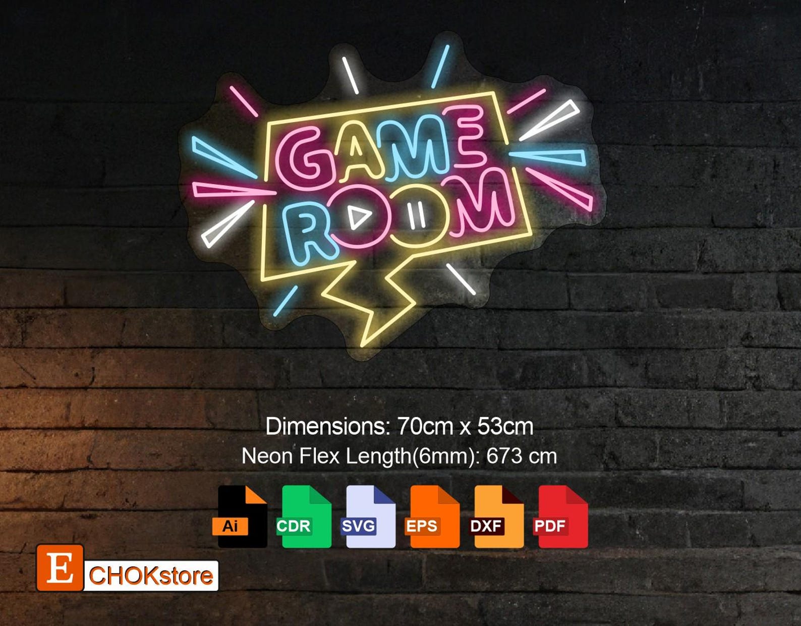 Neon Flex Sign "game Room" Sign SVG File, Vector, Design, SVG, Cdr, Dxf ...