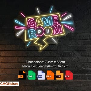 Neon Flex Sign "game Room" Sign SVG File, Vector, Design, SVG, Cdr, Dxf ...