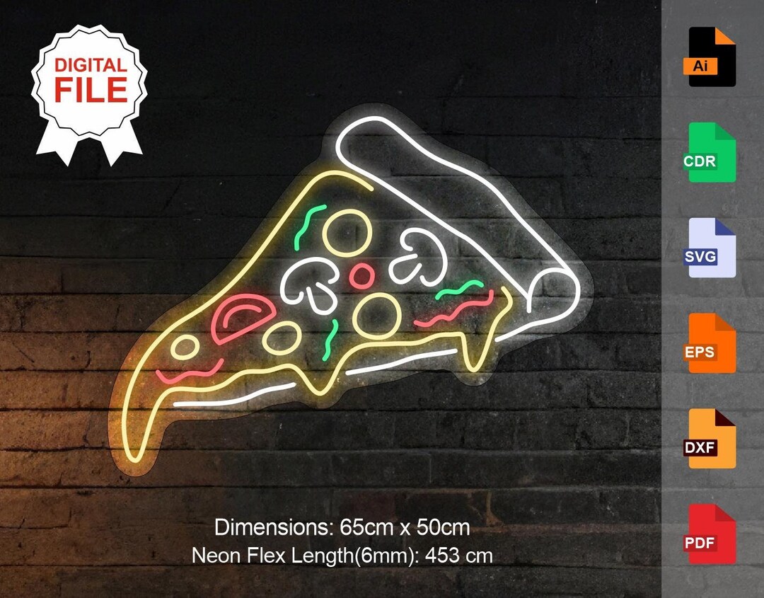 Pizza Neon Sign Digital File for CNC Router | Single & Double Line ...