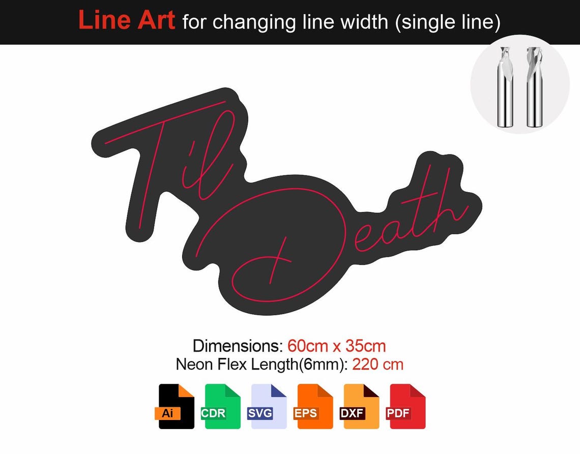The Death Neon Sign Digital File for CNC Router | Single & Double Line ...