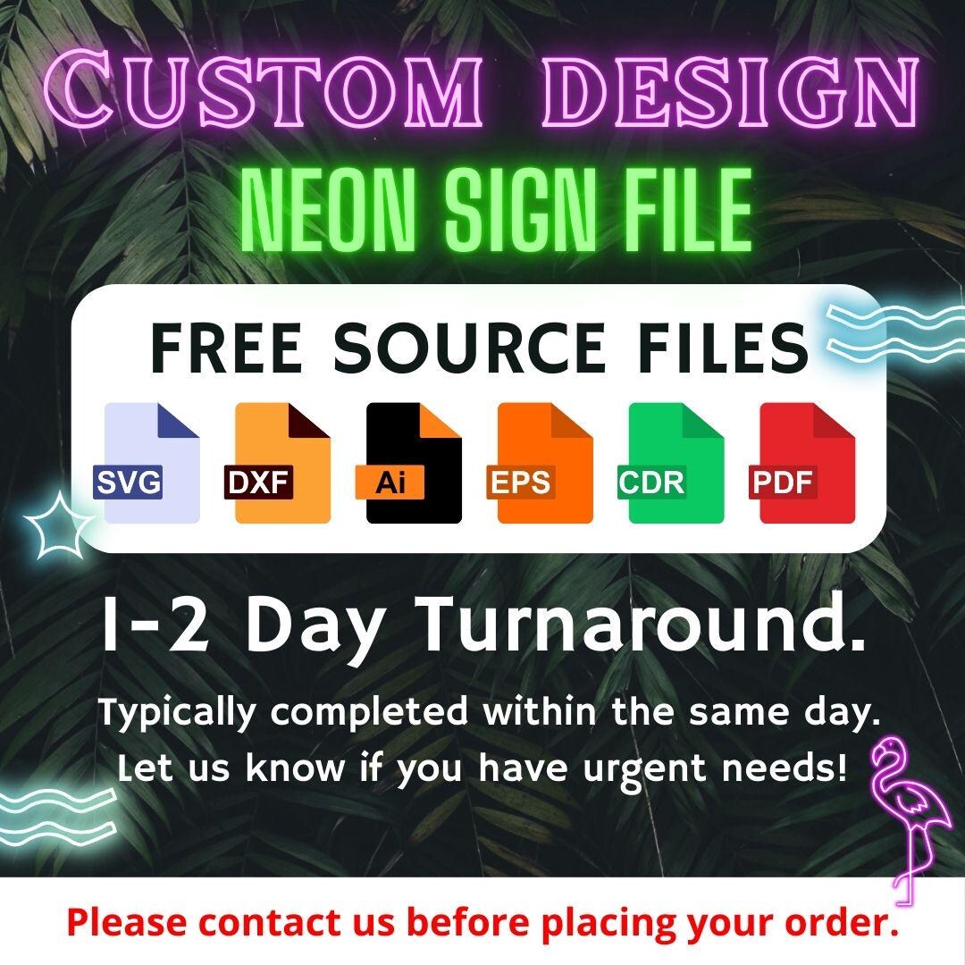 Custom Neon Signs File | Single-line Vector Art for CNC - Etsy
