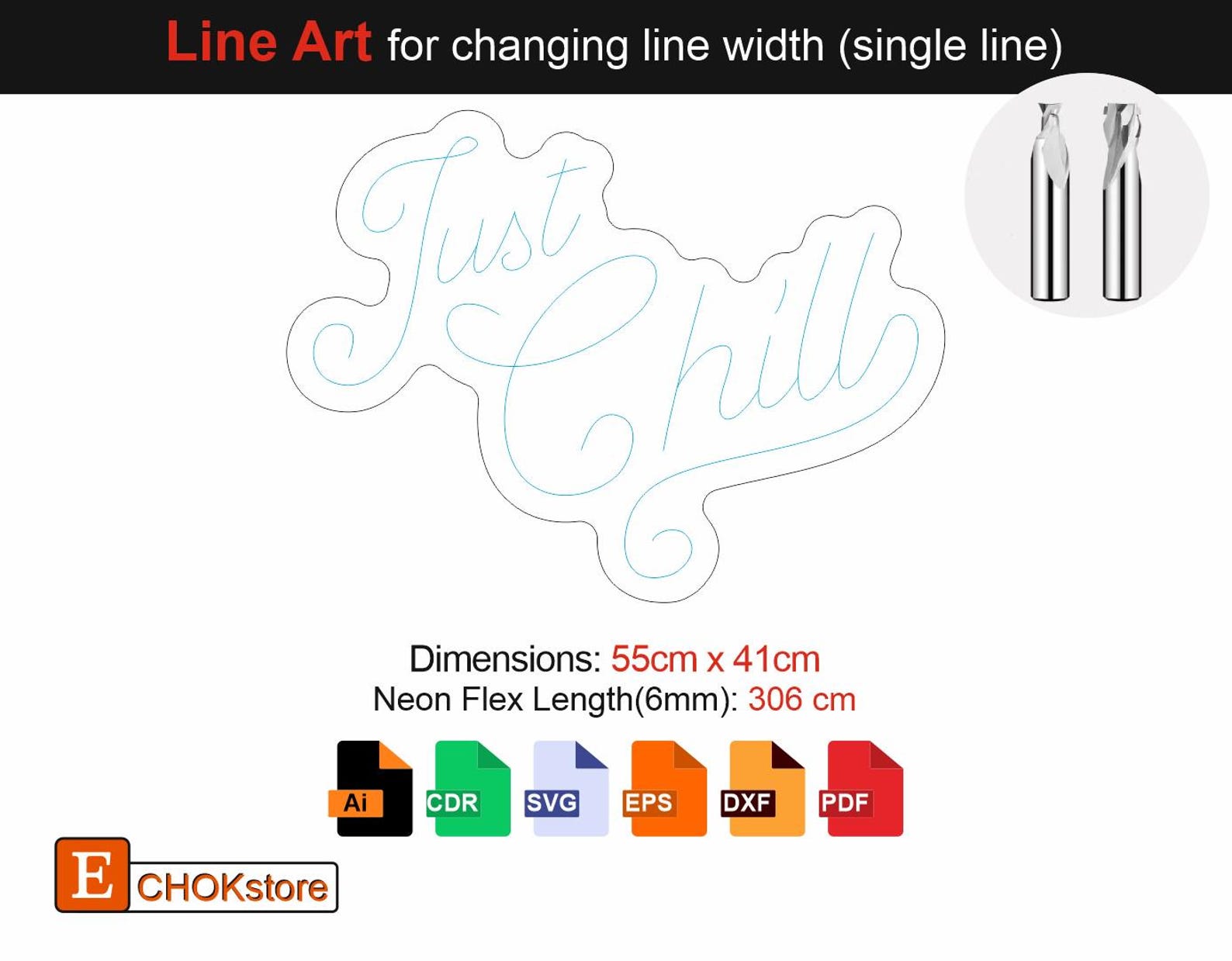Neon Flex Sign "just Chill" Sign SVG File, Vector, Design, SVG, Cdr ...