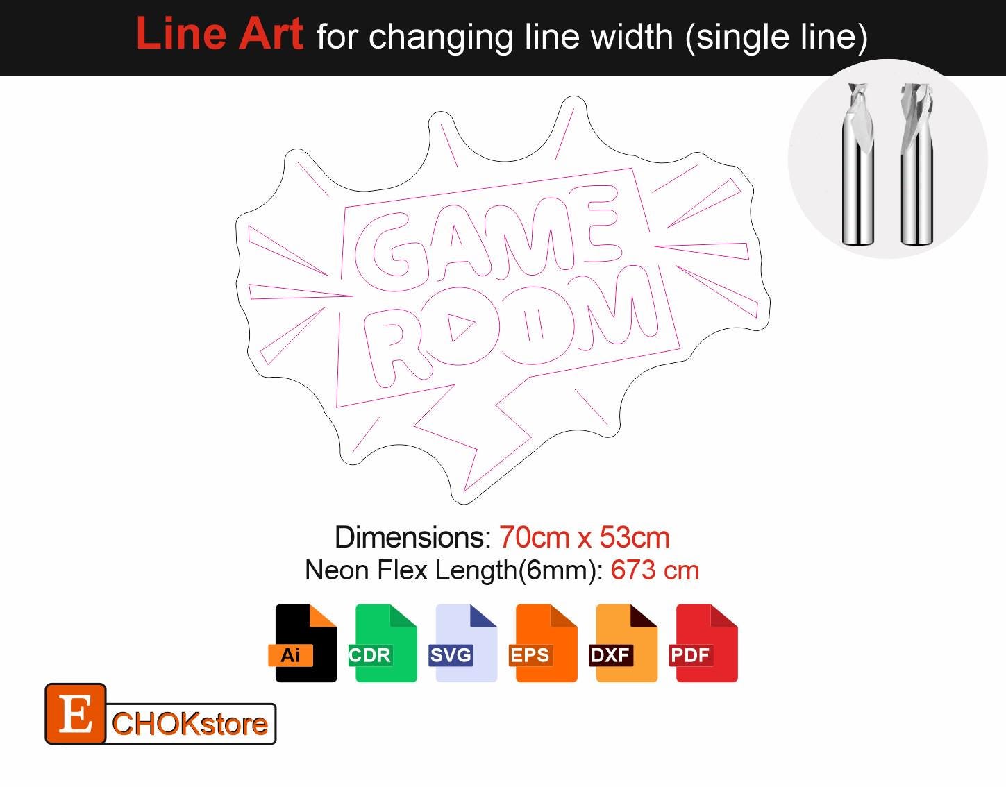 Neon Flex Sign "game Room" Sign SVG File, Vector, Design, SVG, Cdr, Dxf ...