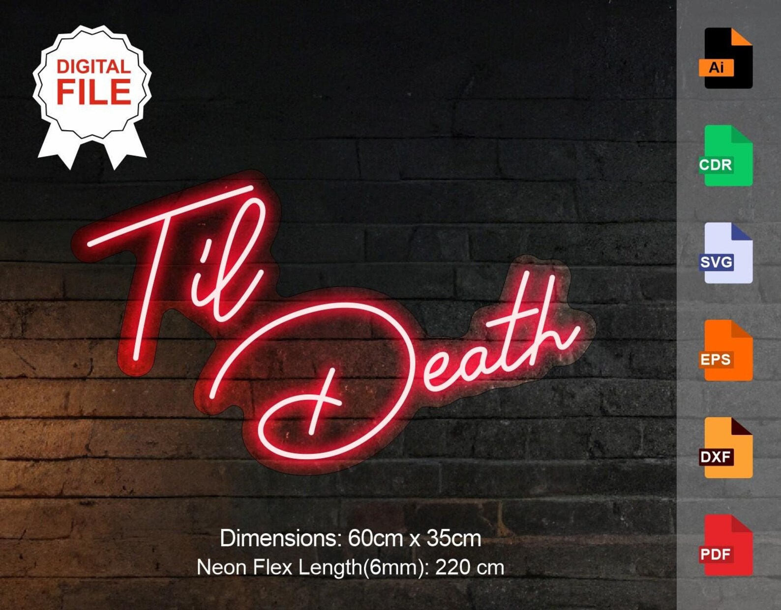 The Death Neon Sign Digital File for CNC Router | Single & Double Line ...