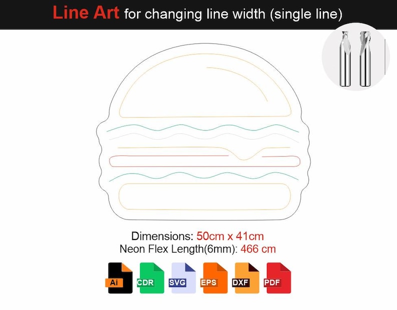 Neon Flex Sign "burger" Sign SVG File, Vector, Design, SVG, Cdr, Dxf ...