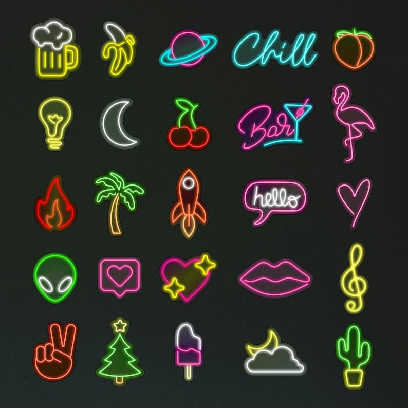 Neon Sign Collection – 25 Digital Files for CNC & Led Flex | SVG DXF Ai ...