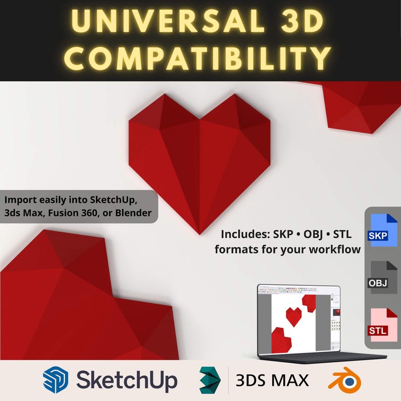 3d Heart CNC File | ACP ACM Wall Panel Design | 2d & 3d Files | Dxf Svg ...