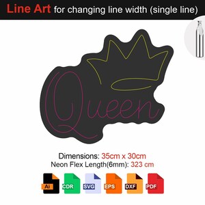Queen Neon Sign Digital File for CNC Router, Single & Double Line ...