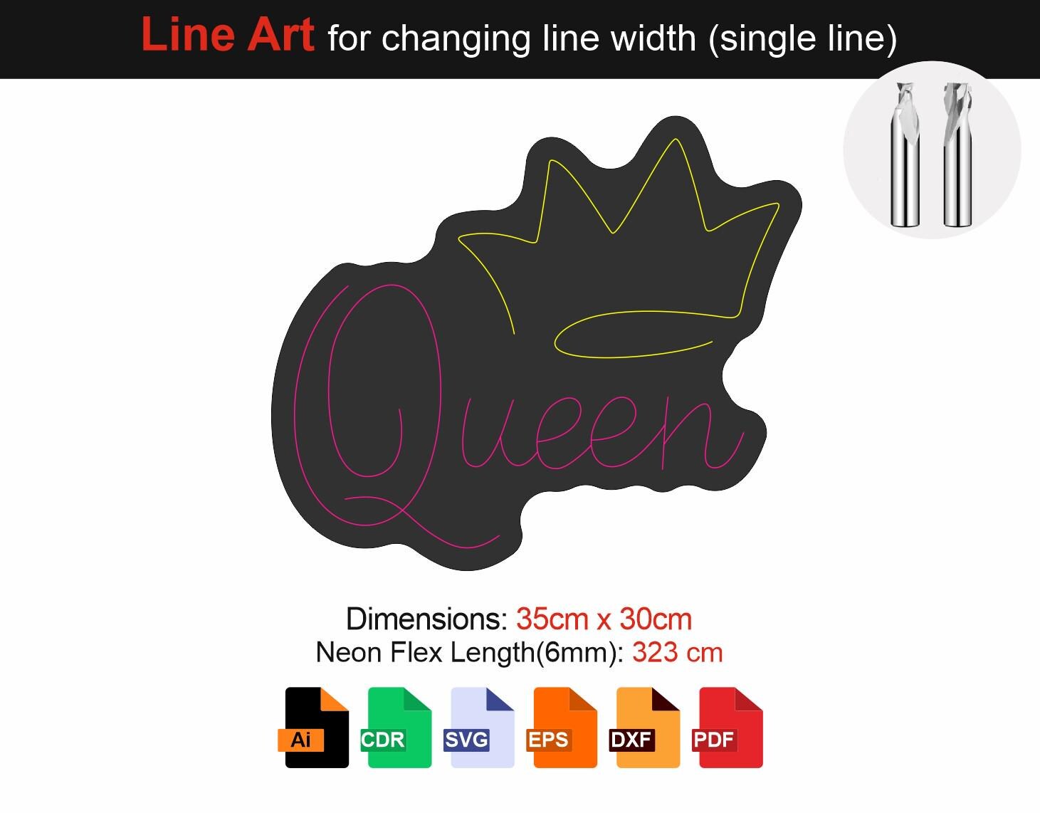 Queen Neon Sign Digital File for CNC Router, Single & Double Line ...