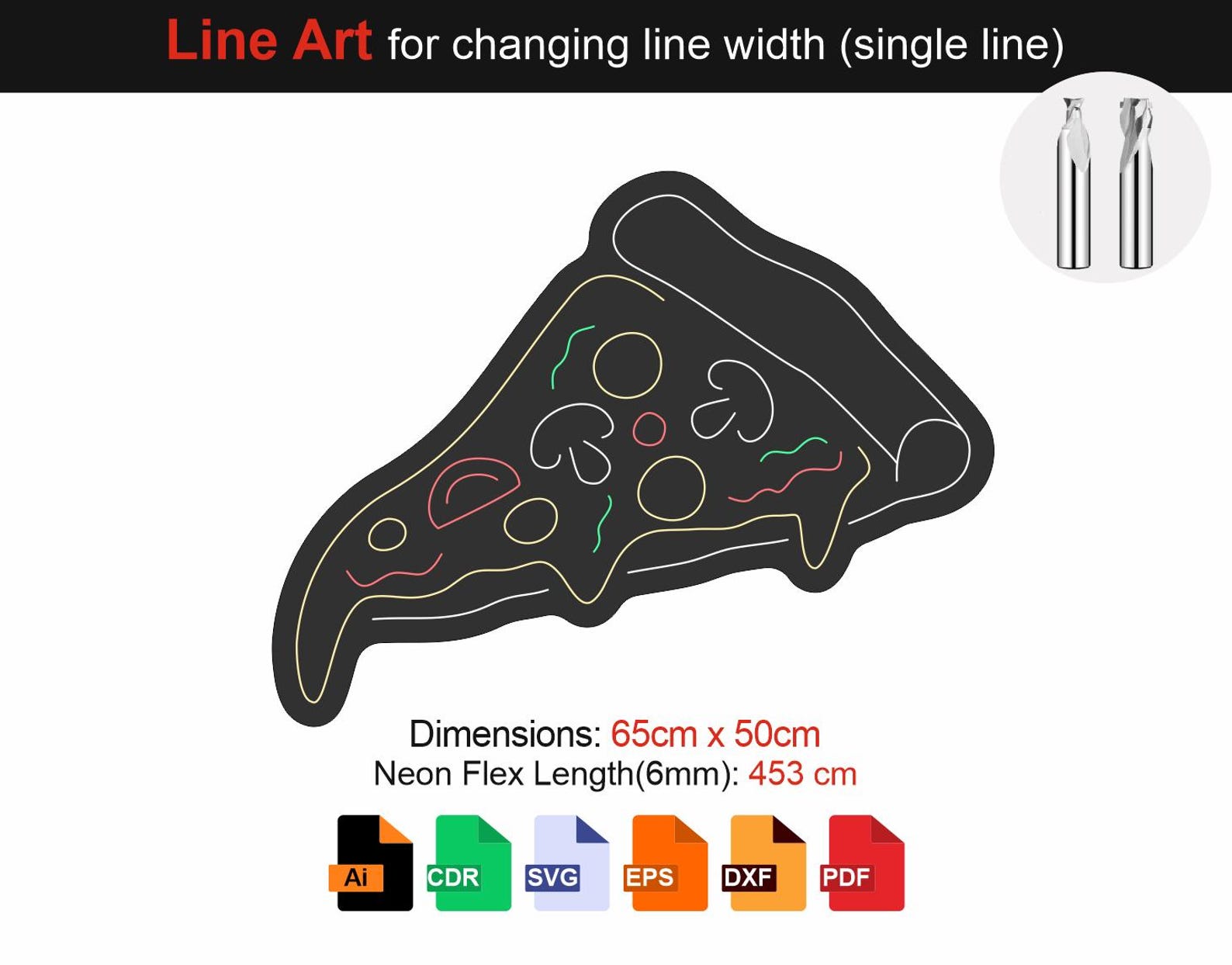 Pizza Neon Sign Digital File for CNC Router | Single & Double Line ...