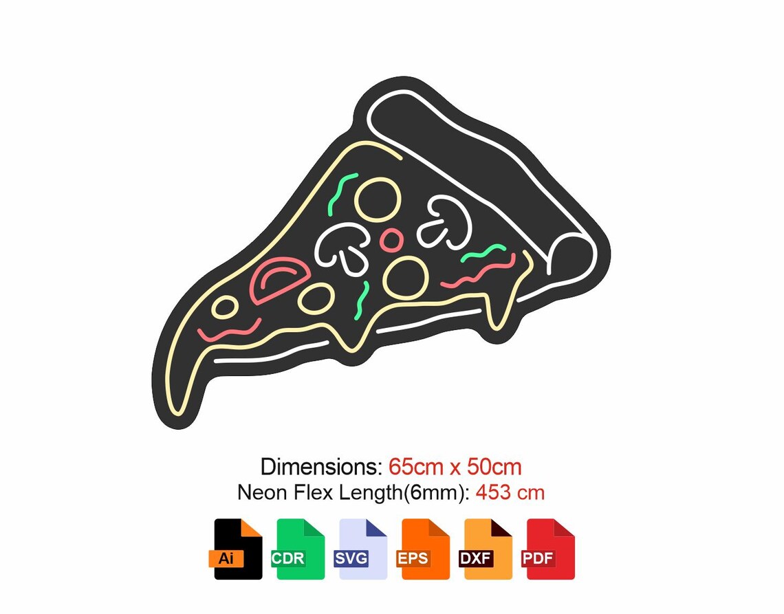 Pizza Neon Sign Digital File for CNC Router | Single & Double Line ...
