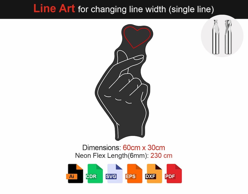Finger Heart Neon Sign SVG File - Digital Download for CNC, Laser ...