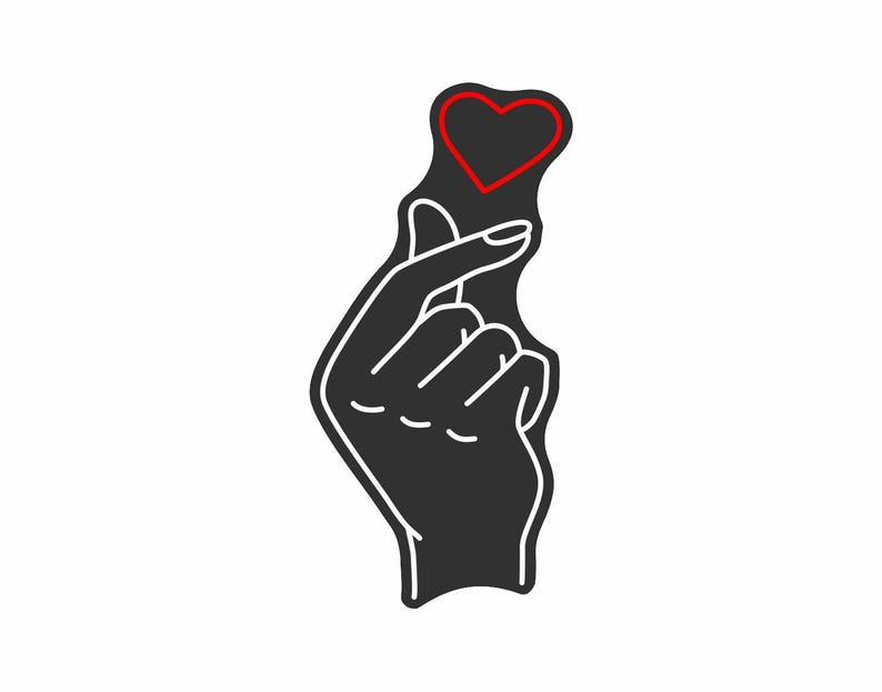 Finger Heart Neon Sign SVG File - Digital Download for CNC, Laser ...