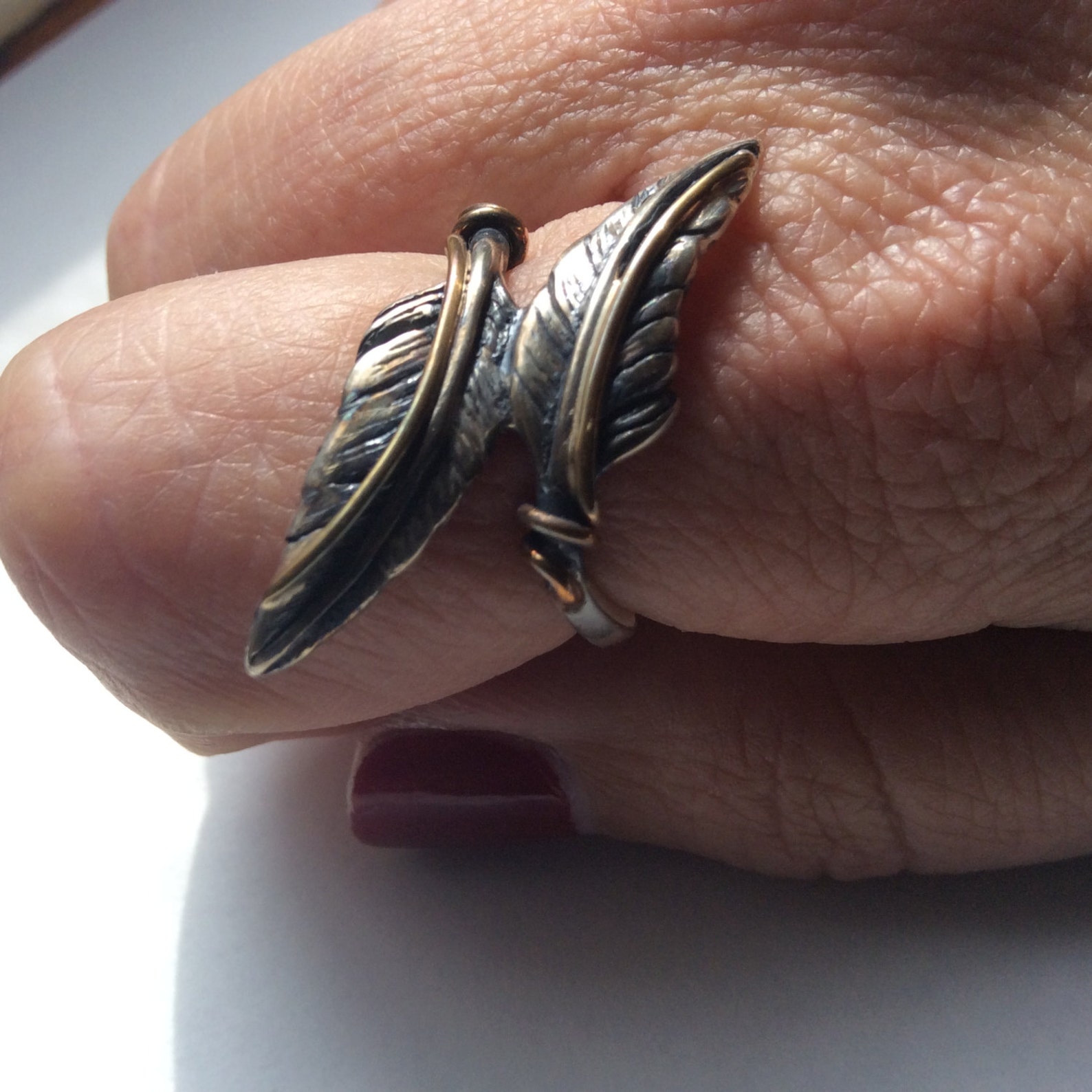 Two Tone Twig Ring, Branch Ring, Leaf Ring, Boho Ring, Nature Ring ...