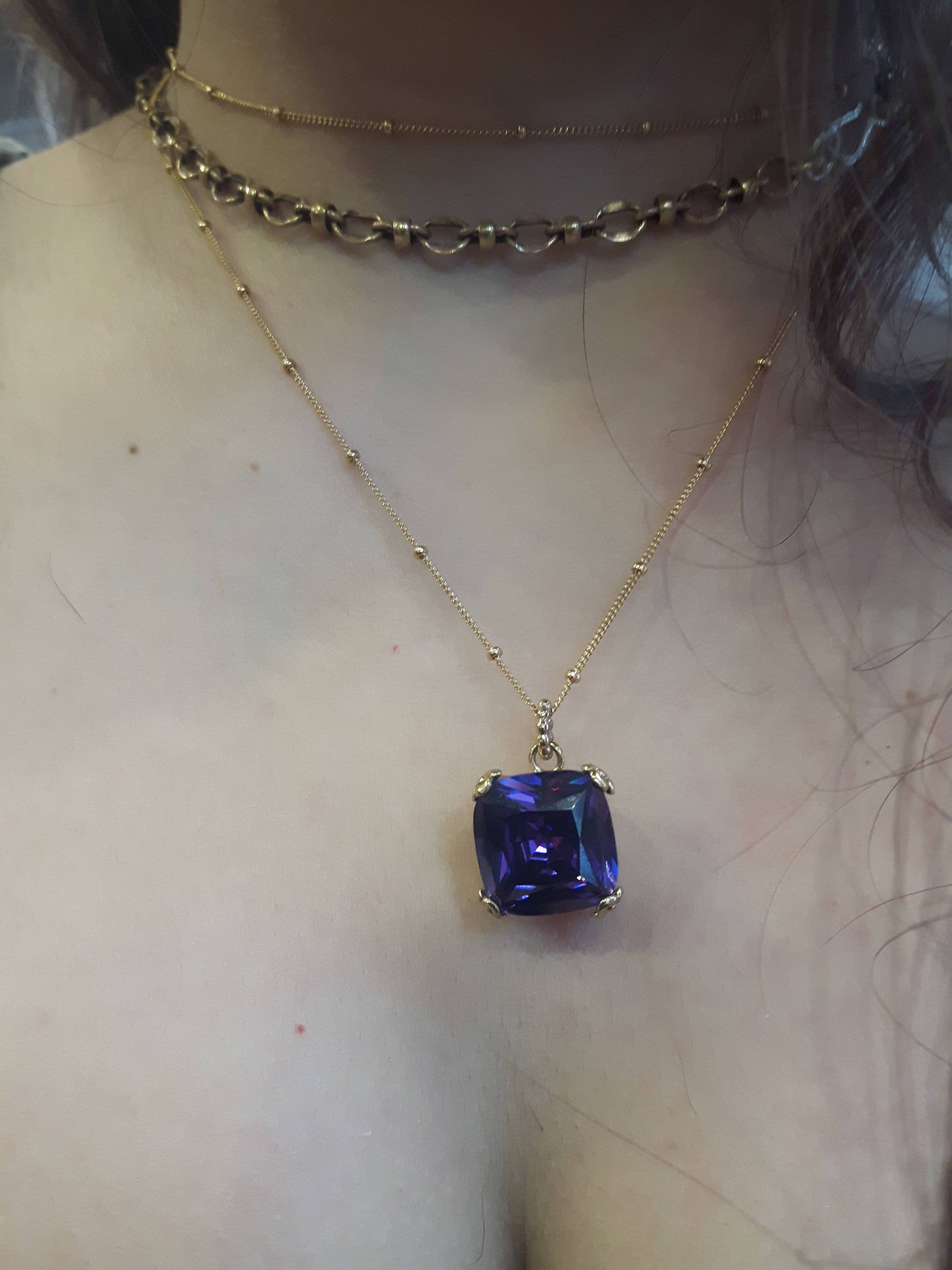 Garnet Necklace, Cushion Cut Stone Pendant, Floral Pendant, Golden ...