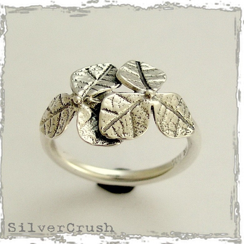 Botanical ring leaves ring leaf ring sterling silver ring | Etsy