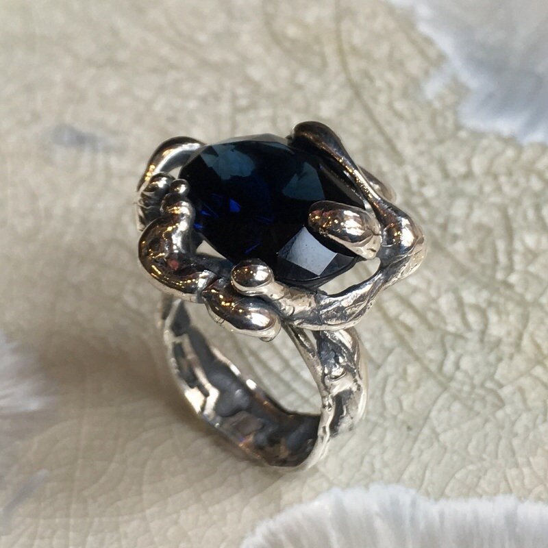 Navy Blue Quartz Ring Gemstone Ring Statement Ring Cocktail | Etsy