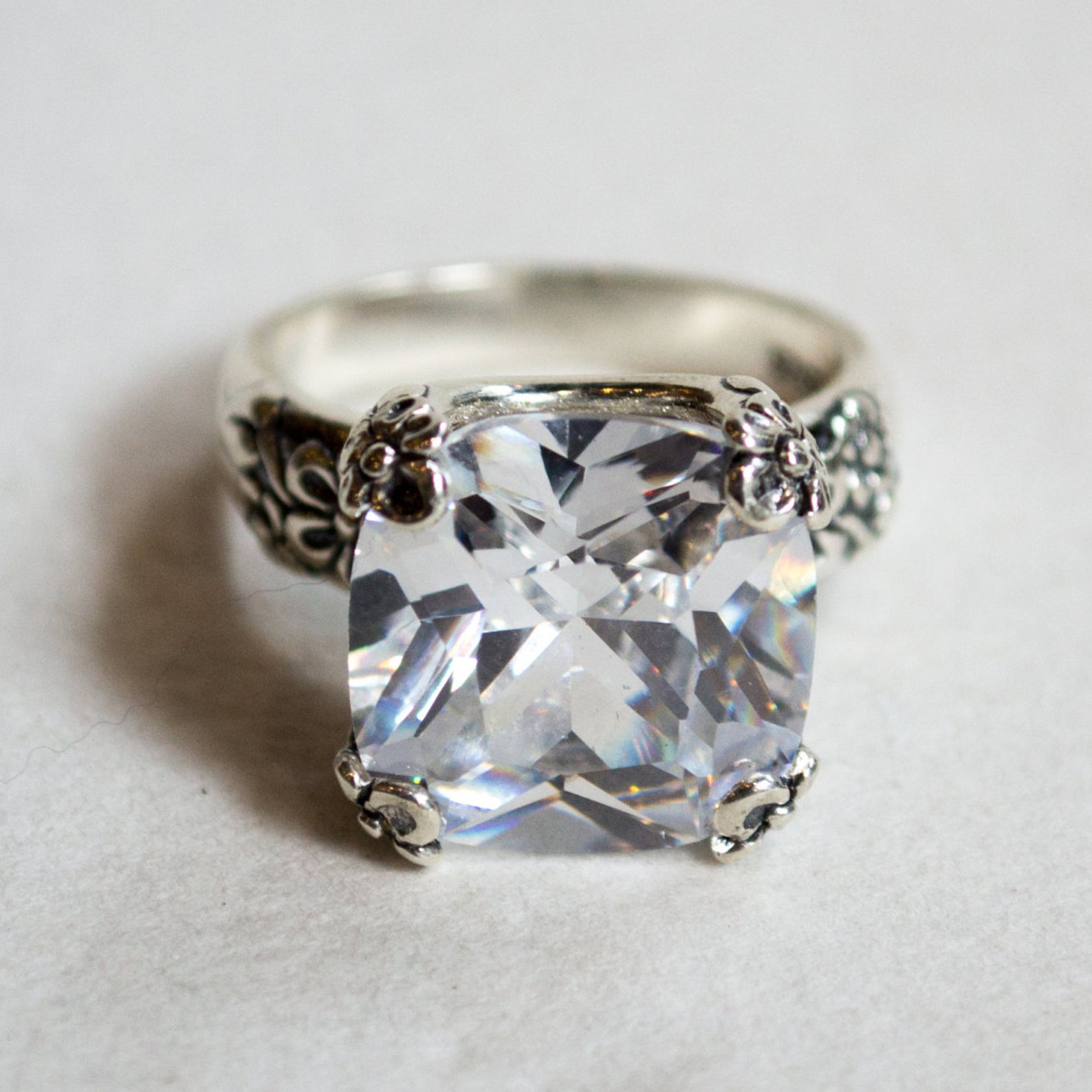 Engagement Ring, Sterling Silver Ring, Statement Ring ,square Stone ...