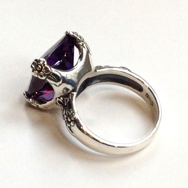 Statement ring Amethyst ring large stone ring gemstone | Etsy