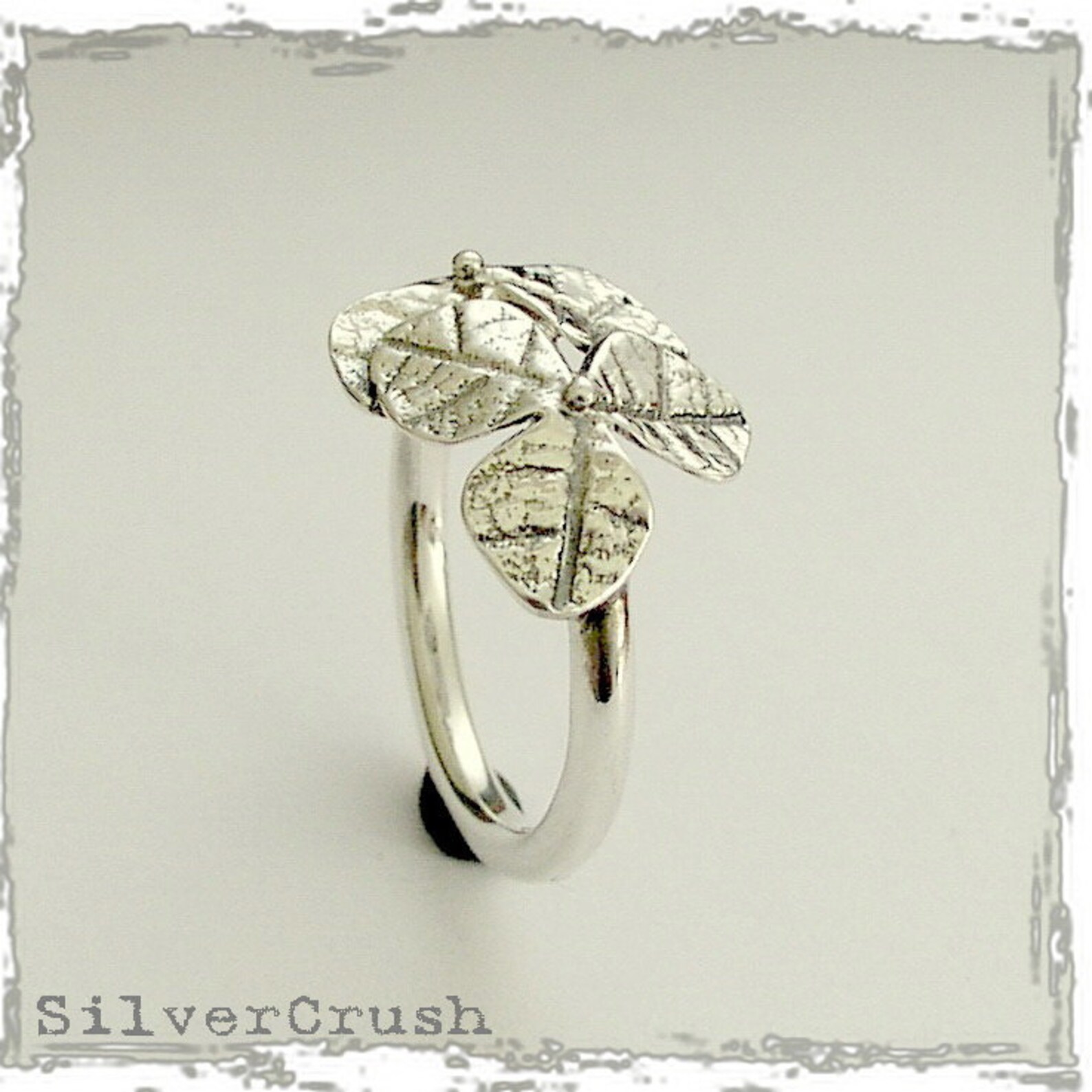 Botanical Ring Leaves Ring Leaf Ring Sterling Silver Ring | Etsy