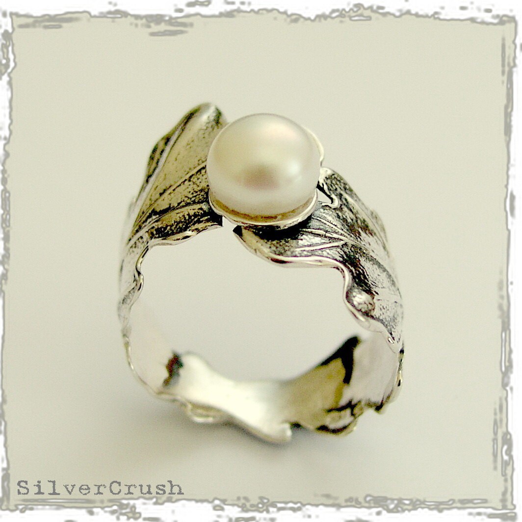 Botanical Ring Sterling Silver Ring Leaf Ring Gemstone | Etsy