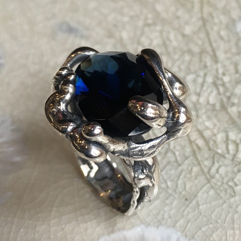 Navy Blue Quartz Ring Gemstone Ring Statement Ring Cocktail | Etsy