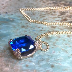 Light Blue Quartz Necklace, Quartz Pendant, Cushion Cut Stone Pendant ...