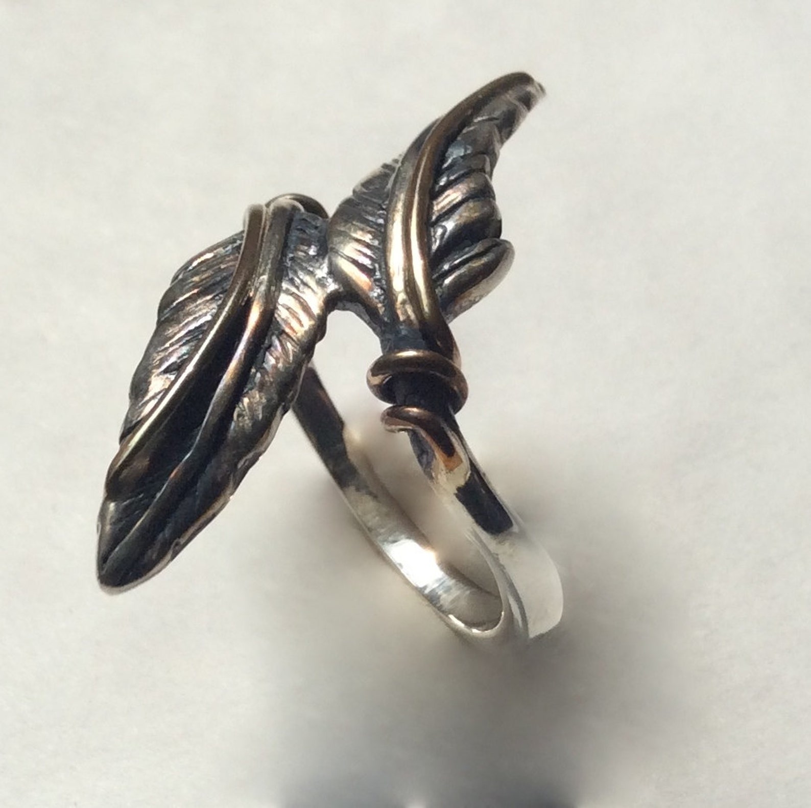 Two Tone Twig Ring, Branch Ring, Leaf Ring, Boho Ring, Nature Ring ...