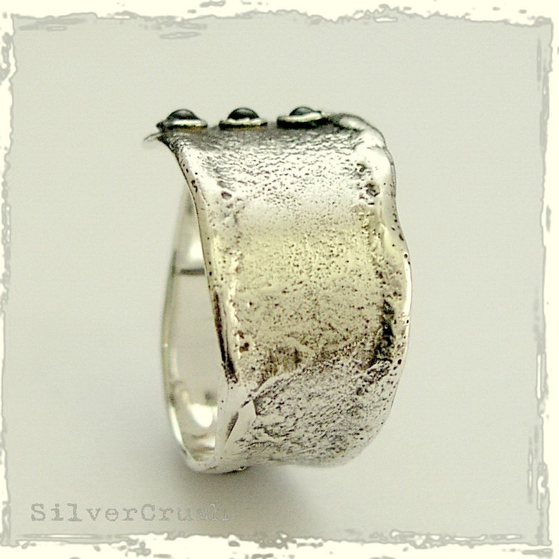 Rustic Silver Band, Sterling Silver Ring, Opals Gemstone Ring, Unisex ...
