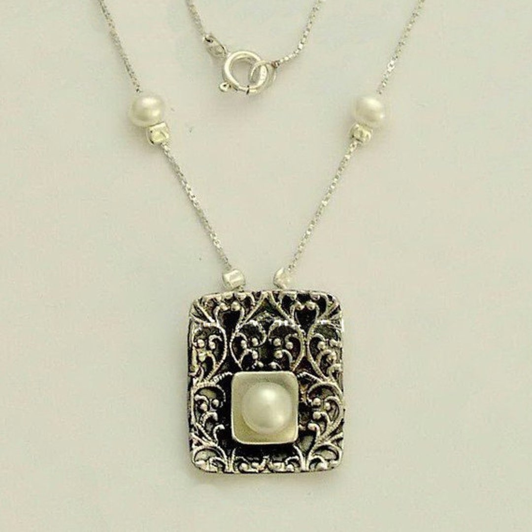 Square Pendant, Sterling Silver Pendant, Filigree Square Pendant ...