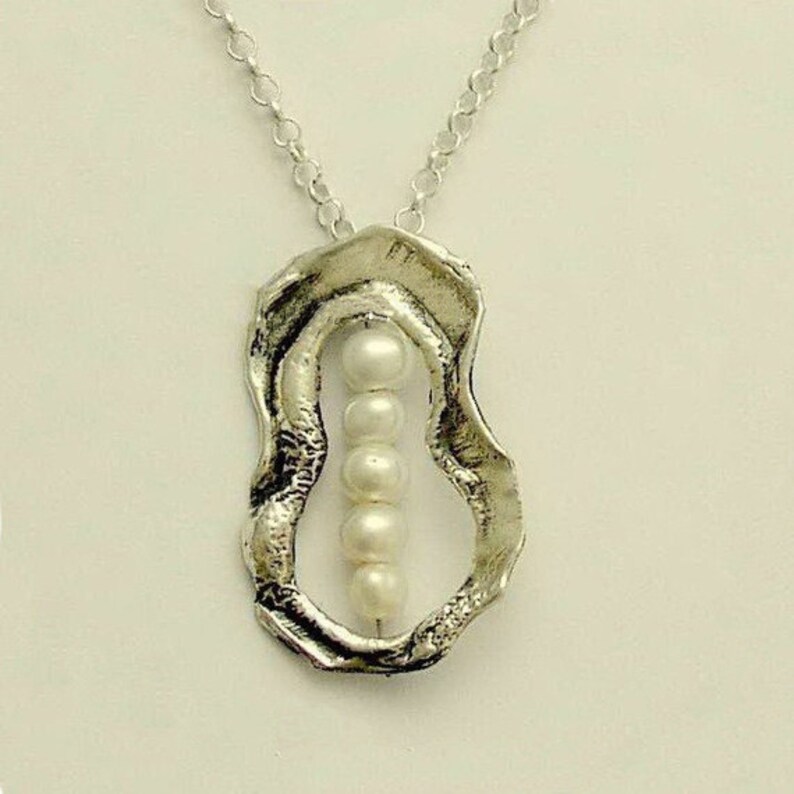 Silver Pendant Peach Pearl Pendant Sterling Silver Chain - Etsy