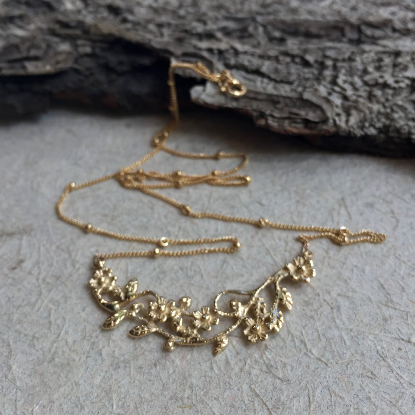Solid Gold Floral Necklace Botanical Necklace Flowers - Etsy